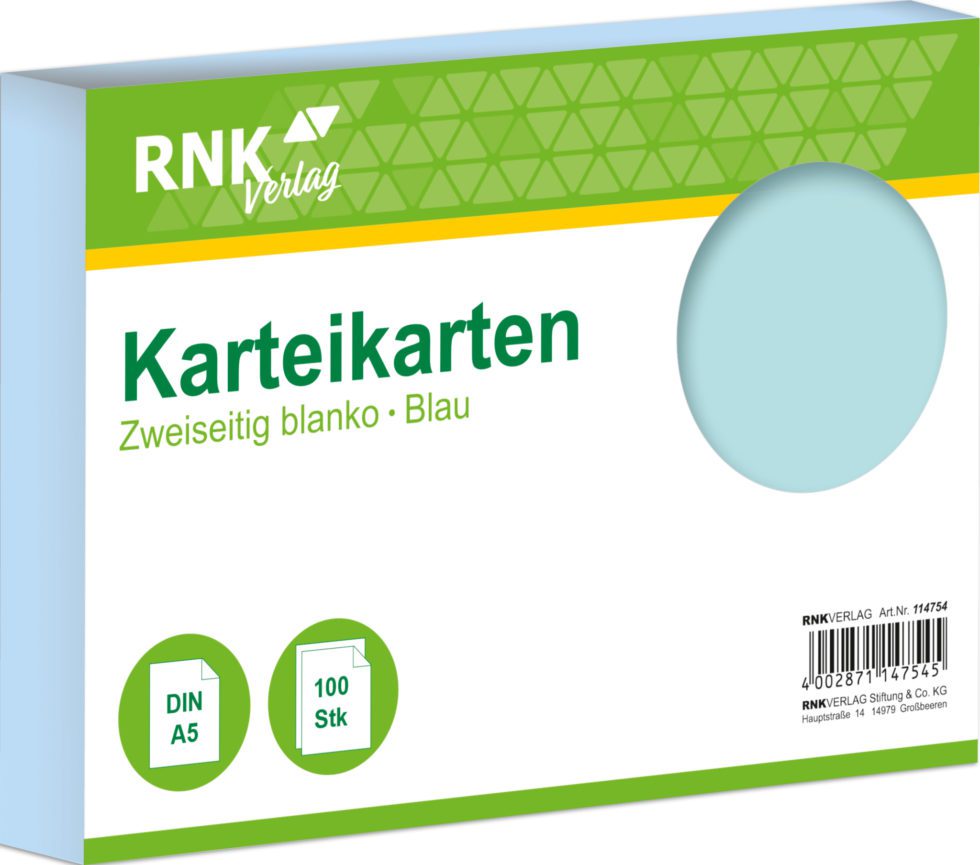 100 Lager-Kontrollkarten DIN A5 weiß - RNK Verlag