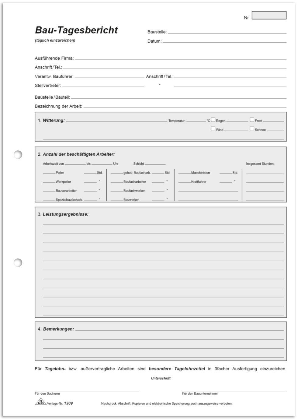 Aufmaß – Block 100 Blatt DIN A4 - RNK Verlag