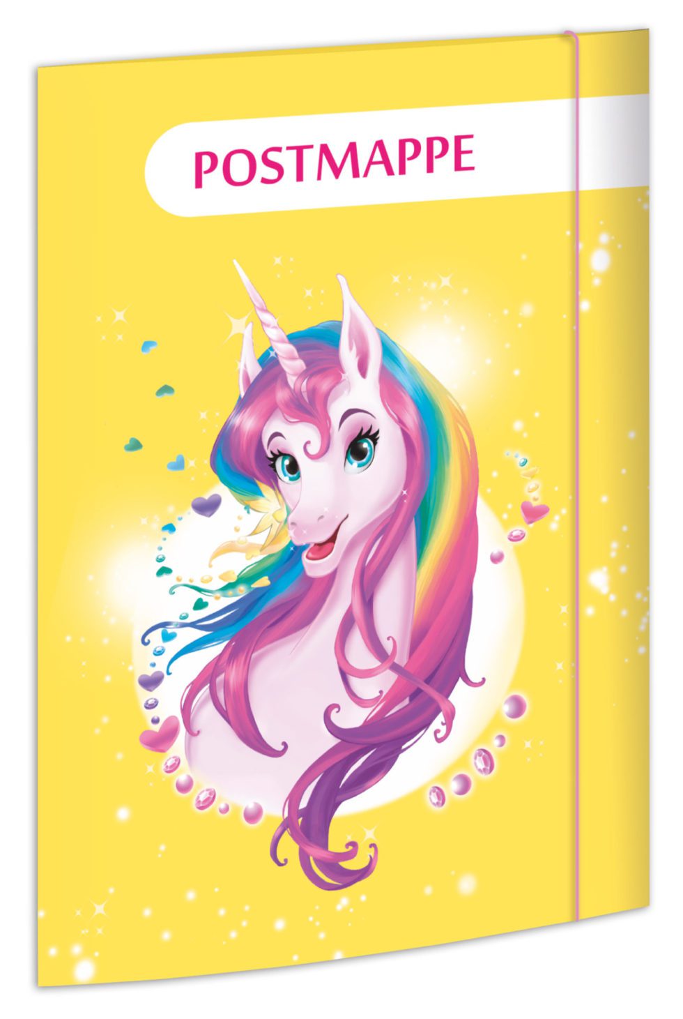 Postmappe "Einhornportrait" für DIN A4 – stabiler Karton, gelb, mit ...