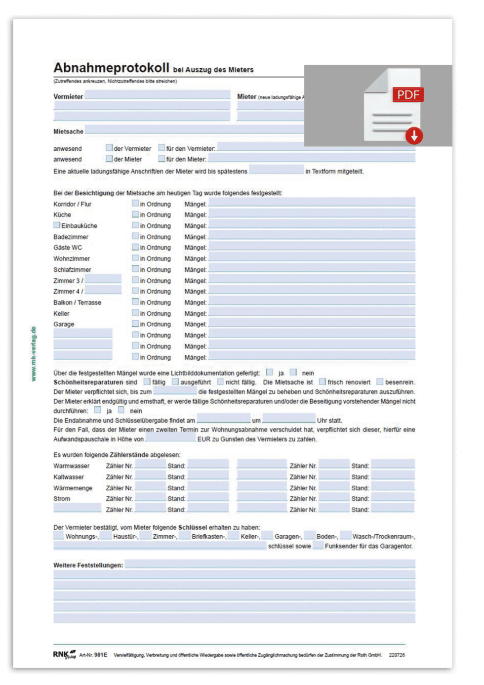 Wohnungsabnahmeprotokoll Vorlage Pdf